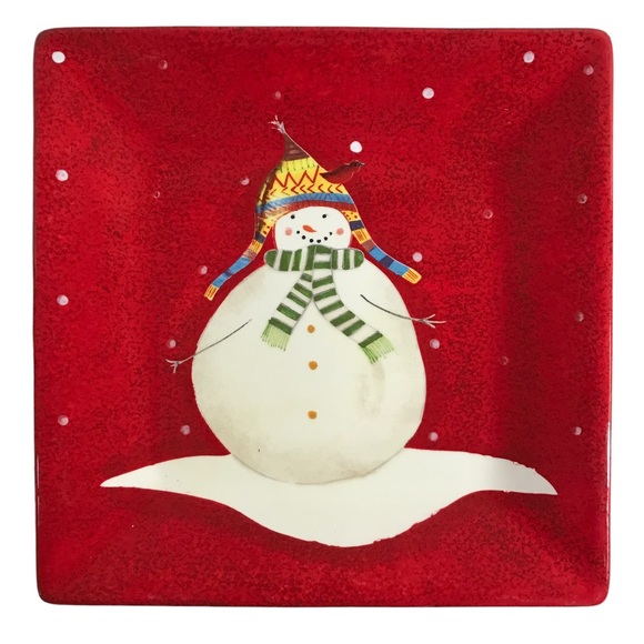 Oneida | Dining | Oneida Snowmates Square Red Snowman Plate By Debbie ...